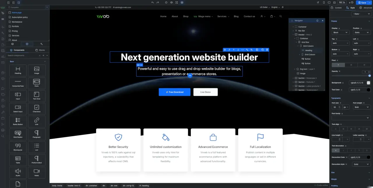 Vvveb - Open Source CMS and eCommerce